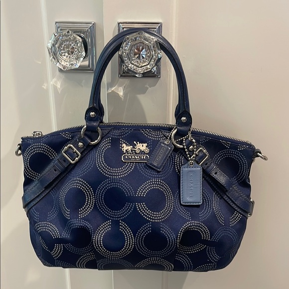 Coach | Bags | Coach Blue Satchel With Op Art Design | Poshmark